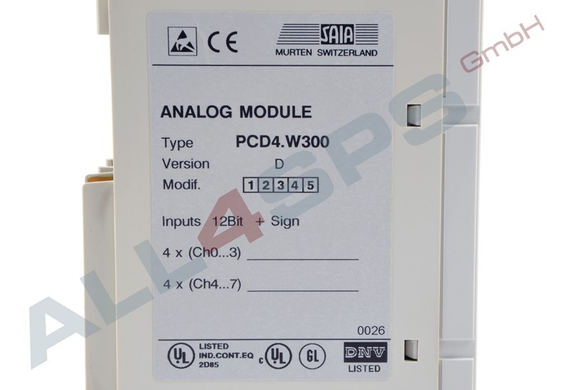 SAIA BURGESS ANALOG INPUT MODUL 8x12BIT, PCD4.W300, 299 SAIA BURGESS ANALOG INPUT MODUL 8x12BIT, PCD4.W300, 299