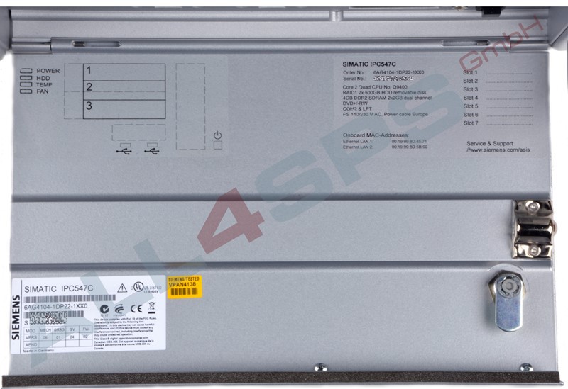 Simatic Ipc547c Core 2 Duo E6600 2 4 Ghz 6ag4104 1dp22 1xx0 All4sps Gmbh